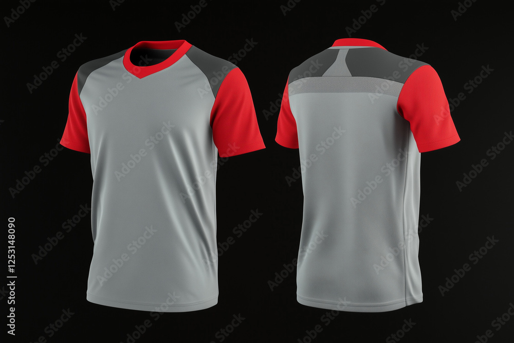 gray and red jersey template for team clubs, jersey sport, front and ...