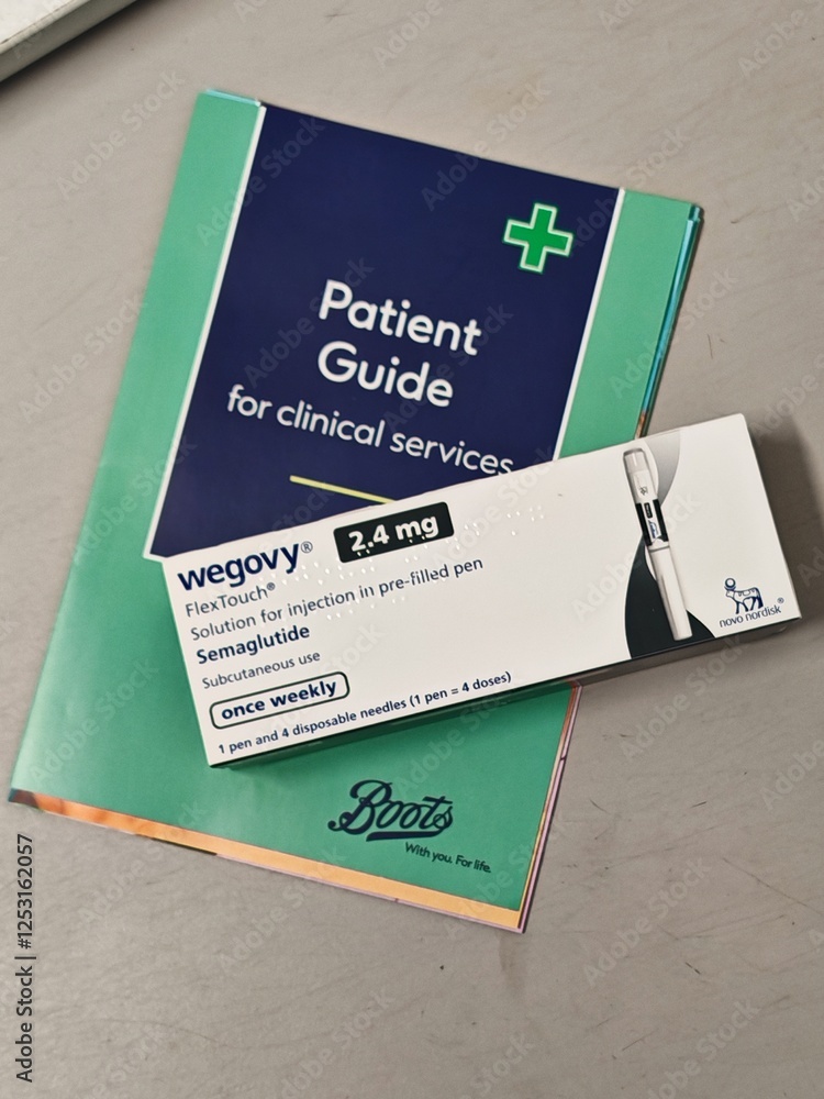 London,UK-January 8 2025:Wegovy contains SEMAGLUTIDE by NOVO NORDISK ...