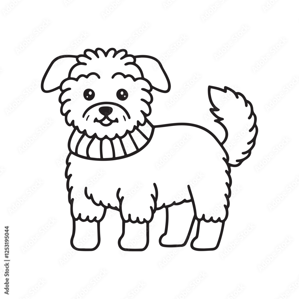 Dog Coloring page, Line art, Bold and easy image, coloring sheet ...