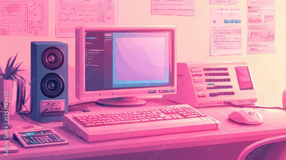 Retro old computer user interface,Pink Y2K computer window page and ...