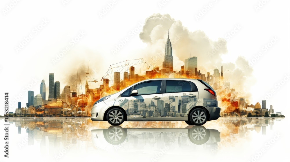 Visual route map connect starting point to destination with icons of ...