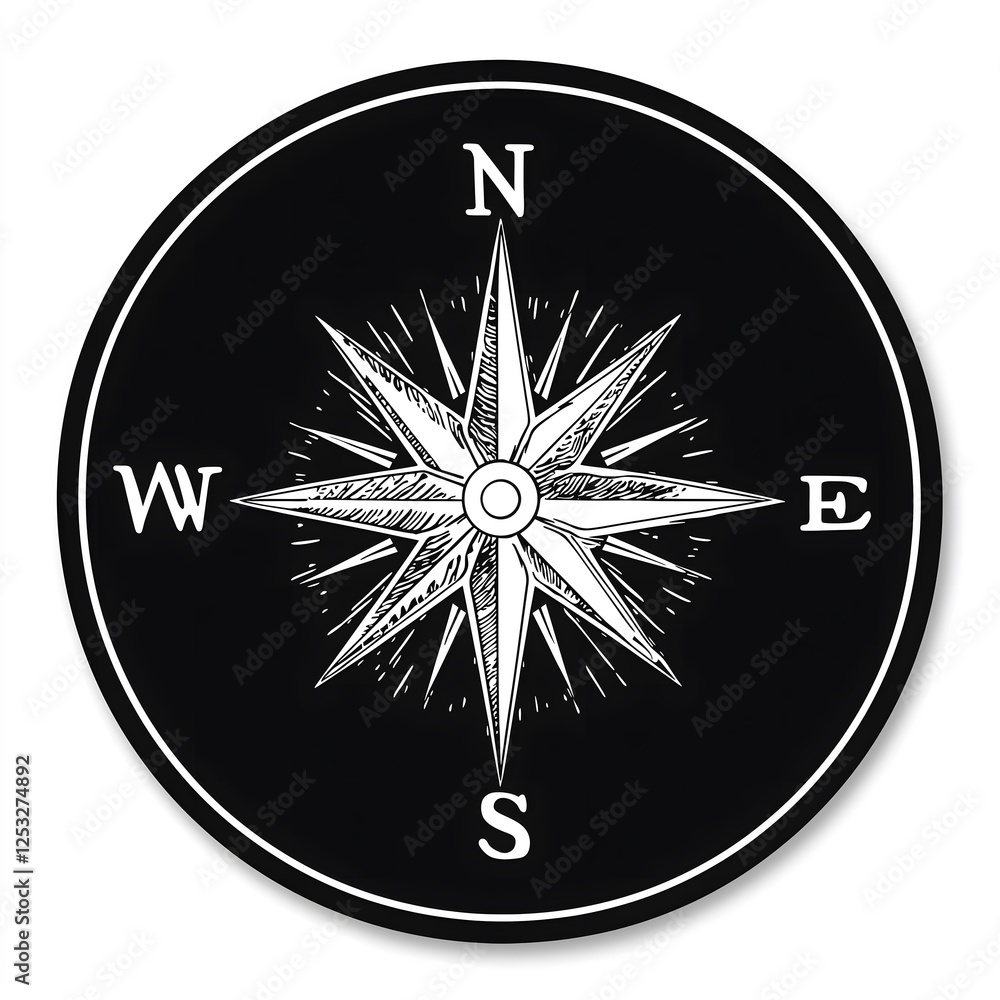 Traditional Nautical Compass Rose Navigation Symbol Decal for Marine ...