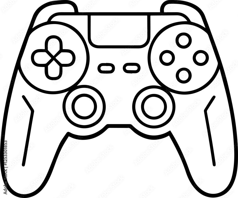 Gaming Controller Line Art Vector | Outline Illustration for Coloring ...