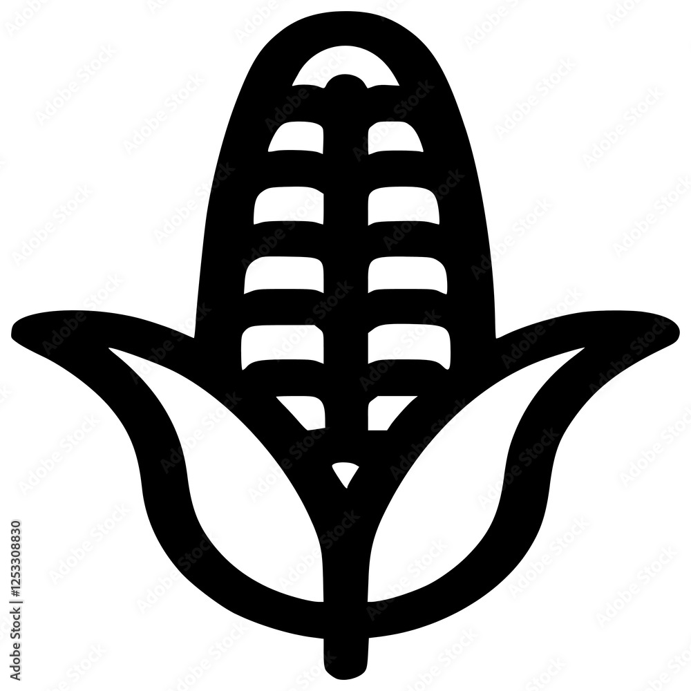 Corn Cob Icon: A simple yet detailed vector icon illustration of a corn ...