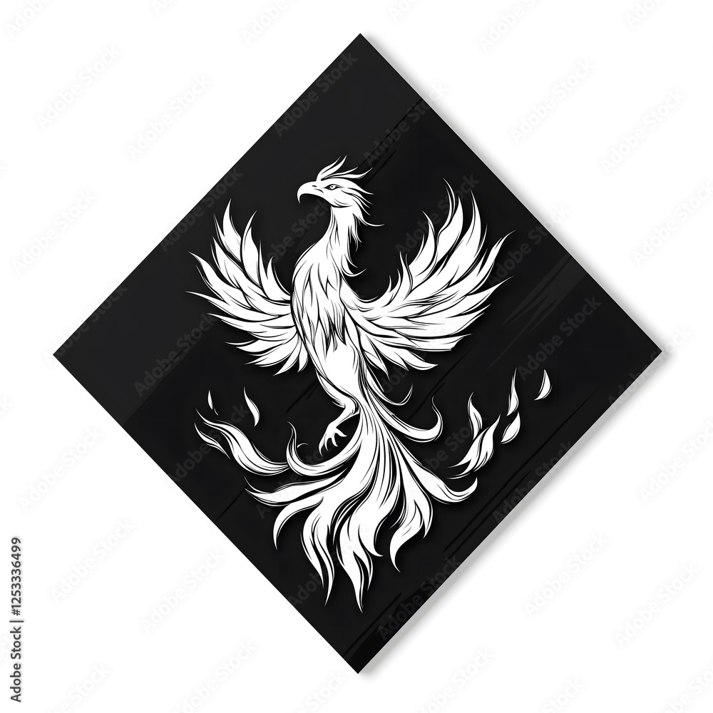 Ilustración de Stock Elegant Black Diamond Phoenix Bird Silhouette ...