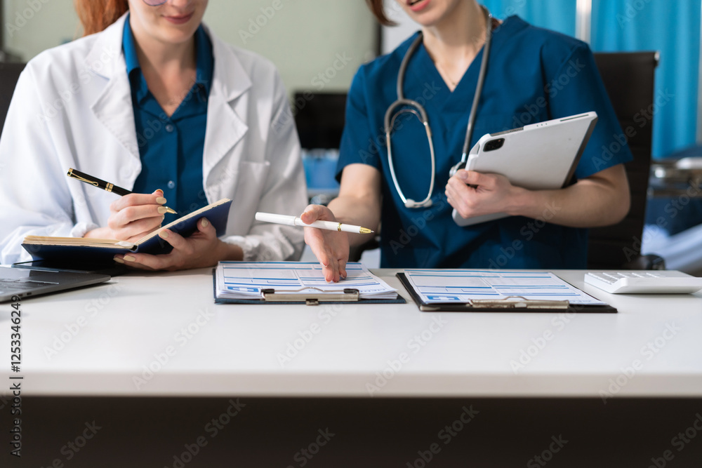 Medical Team Analyzes Patient Information and Medication Chart. Stock ...