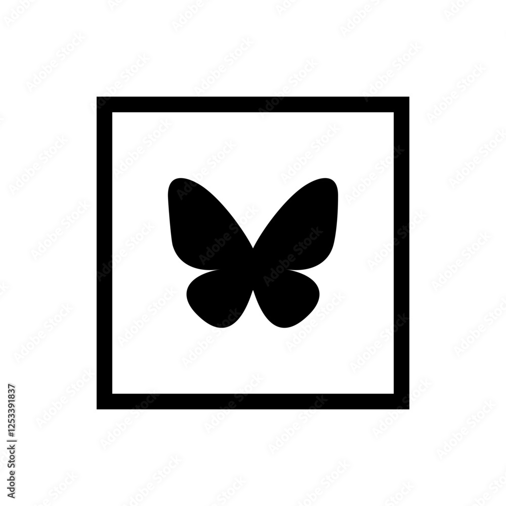 Bluesky Social Media Logo Icon, Black Square Outline Butterfly App ...