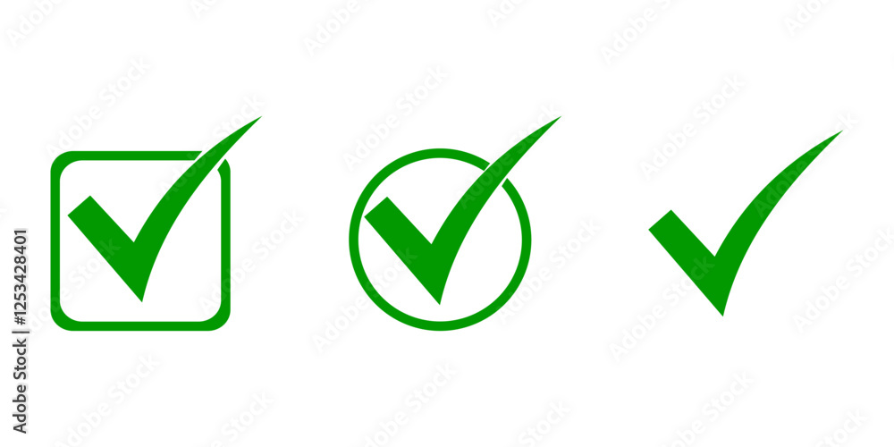 Vector de Stock Check mark icon set. Vector illustration. accept ...