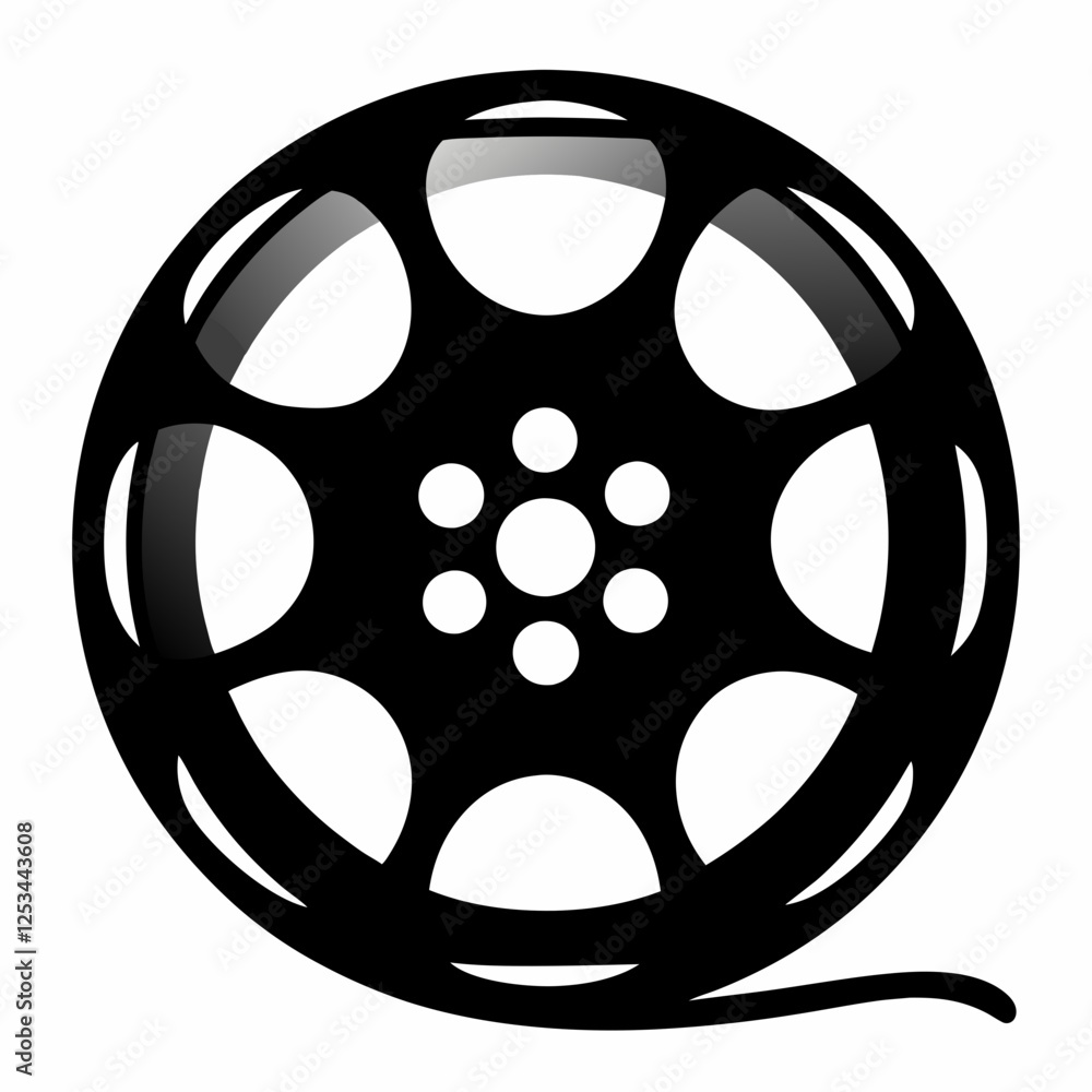 Classic Film Reel Silhouette: Vintage Movie Icon, Cinema Symbol, Isolated Vector Graphic for ...