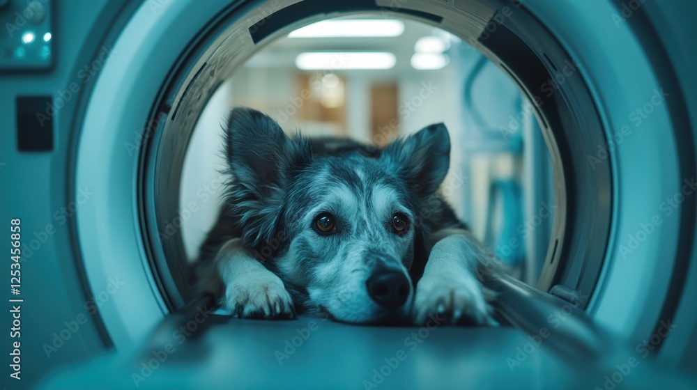 MRI procedure with a dog focusing on the precision and care in modern ...