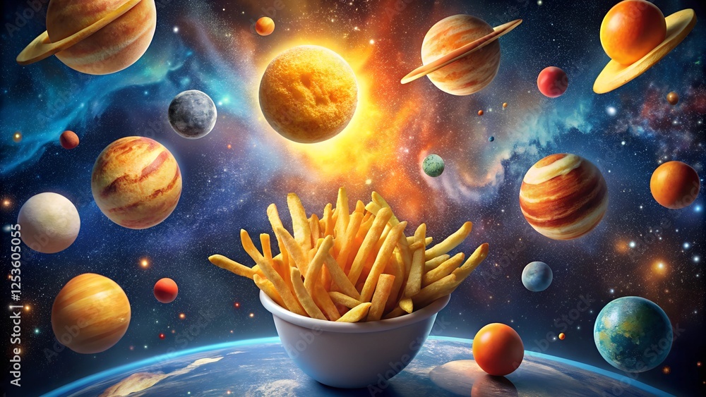 Ilustración de Stock French Fries Fast Food Space Cosmos Solar system ...