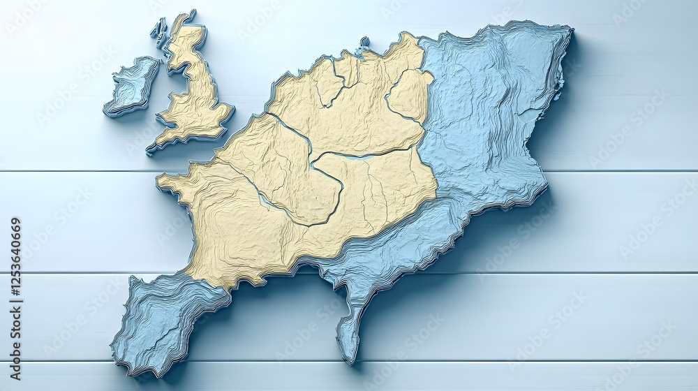 3D Topographic Map of British Isles Relief Model Stock Photo | Adobe Stock