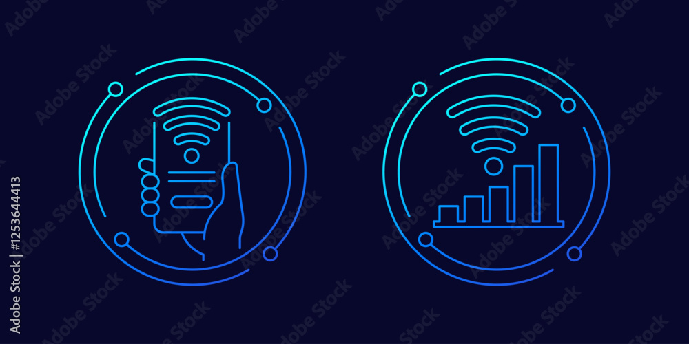 Wi-Fi signal icons in linear design Stock Vector | Adobe Stock