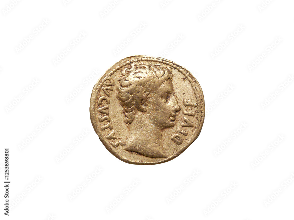 Gold aureus coin of emperor Augustus Roman Empire 27 BC-AD 14, png file ...