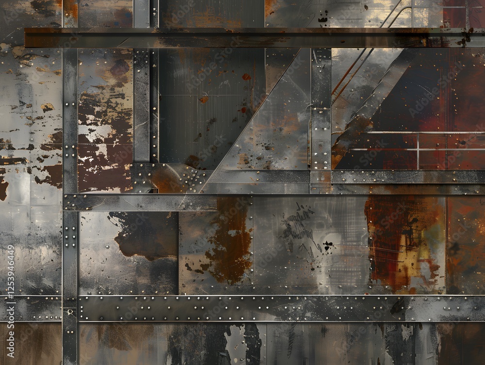Industrial Metal Texture: A striking abstract composition featuring a ...