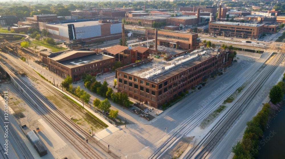 An aerial perspective of an urban renewal project transforming an ...