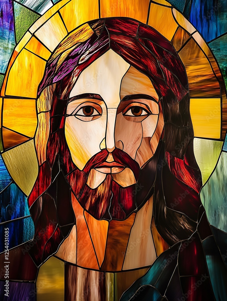 Exquisite stained glass art of Jesus Christ showcasing emotional depth ...
