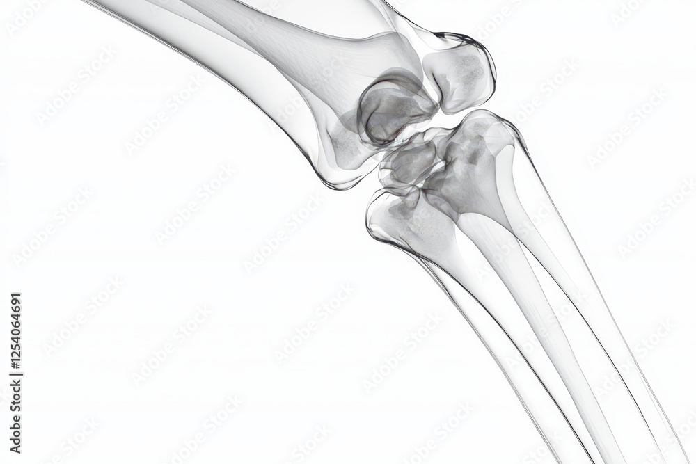 Anatomical X ray of knee joint showing detailed bone structure and ...
