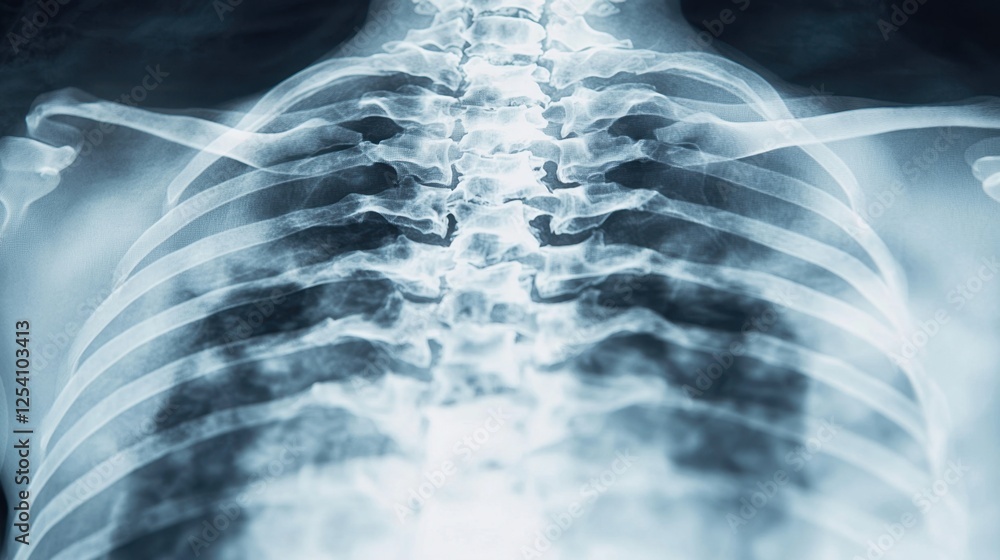 Stock-Illustration „X-ray displays a detailed view of the vertebral ...