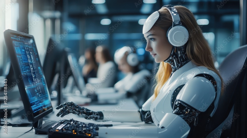 Robotic Process Automation for Efficiency A team of employees using ...