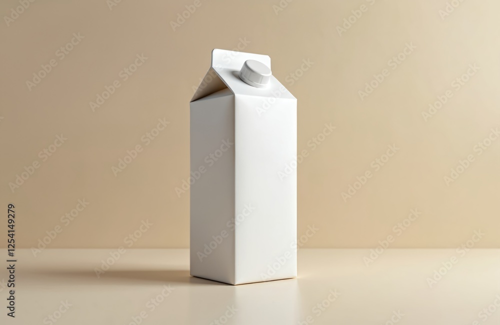 Milk carton box mockup template on beige background with soft shadows ...