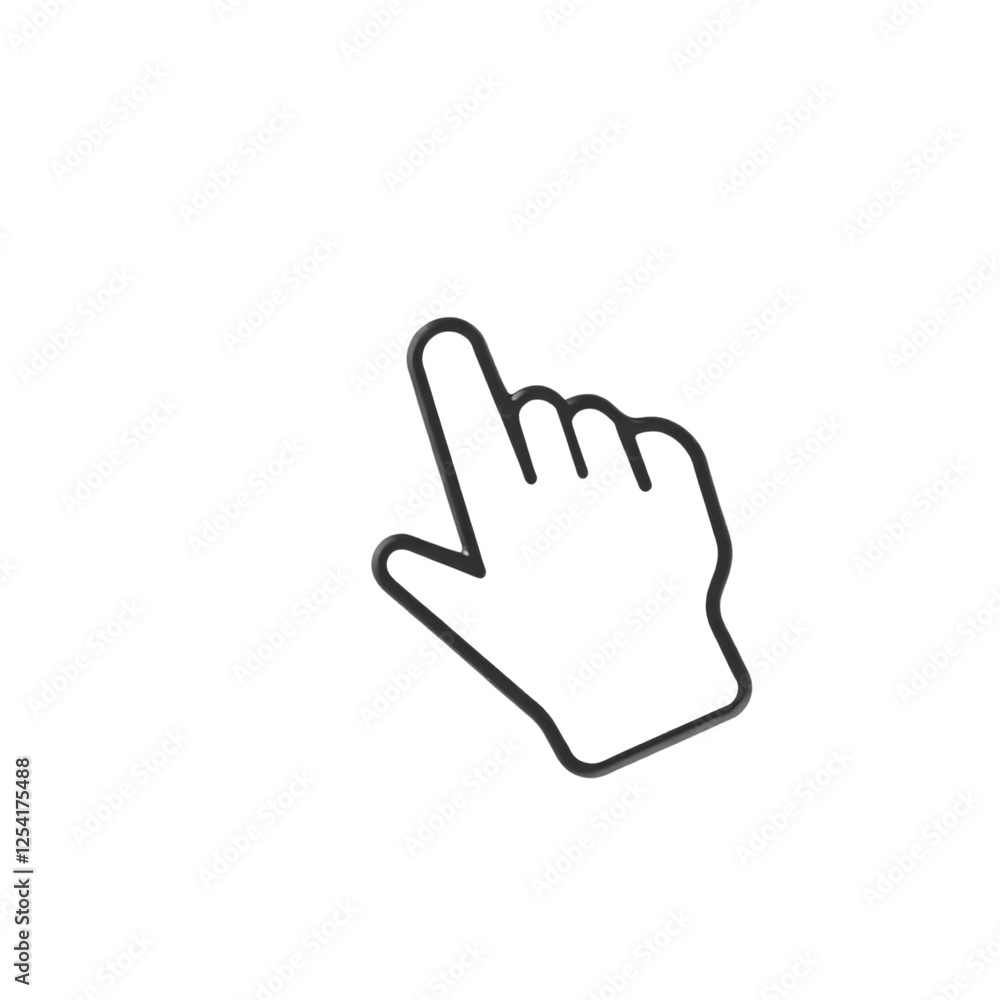 hand click icon, interactive UI cursor, black outline pointer, high ...