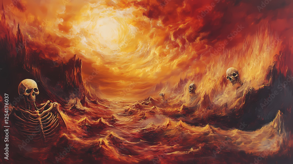 Oilpainting of ezekiels vision of the valley of dry bones eerie and ...