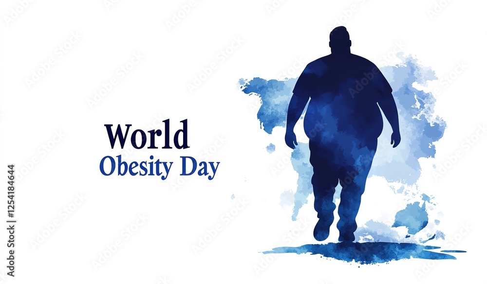 World Obesity Day vector design with full-body silhouette of an obese ...