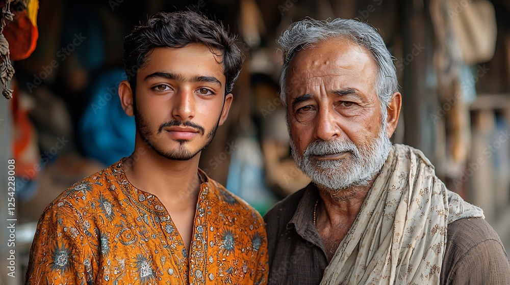 Young man in a traditional Indo Pak kurta standing proudly next to his ...