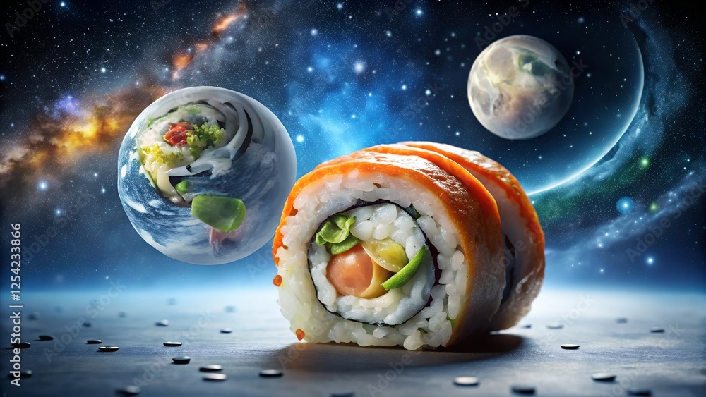 Rolls Sushi Fast Food Space Cosmos Solar system Universe Infinity ...