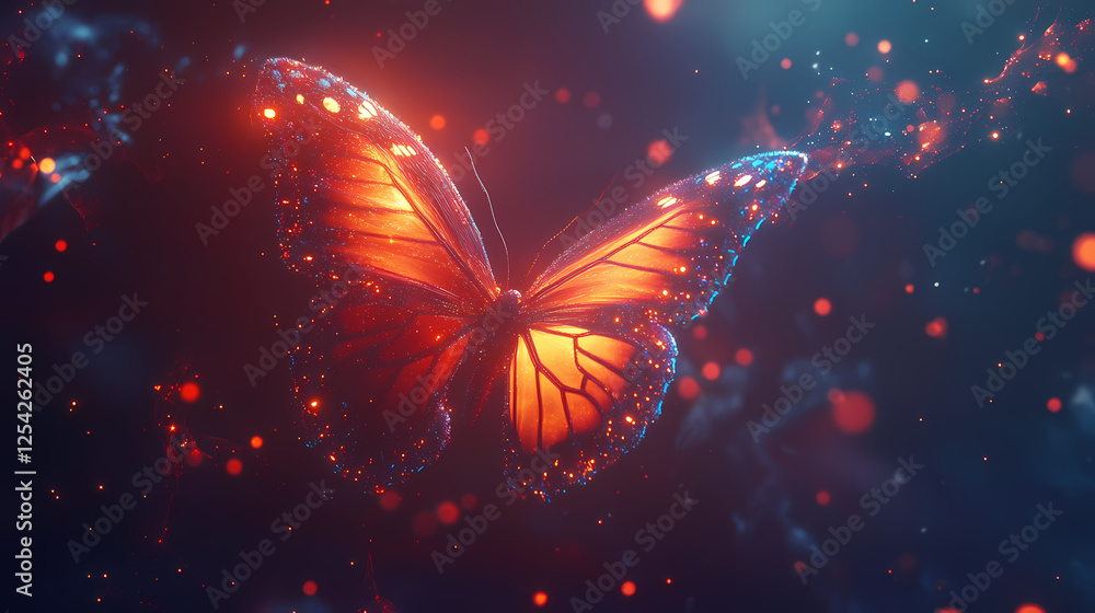 hd wallpapers glowing abstract butterfly with radiant wings, flying ...