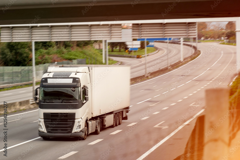 Long-Haul Sustainable Freight Carrier Transporter On Open Empty Highway ...