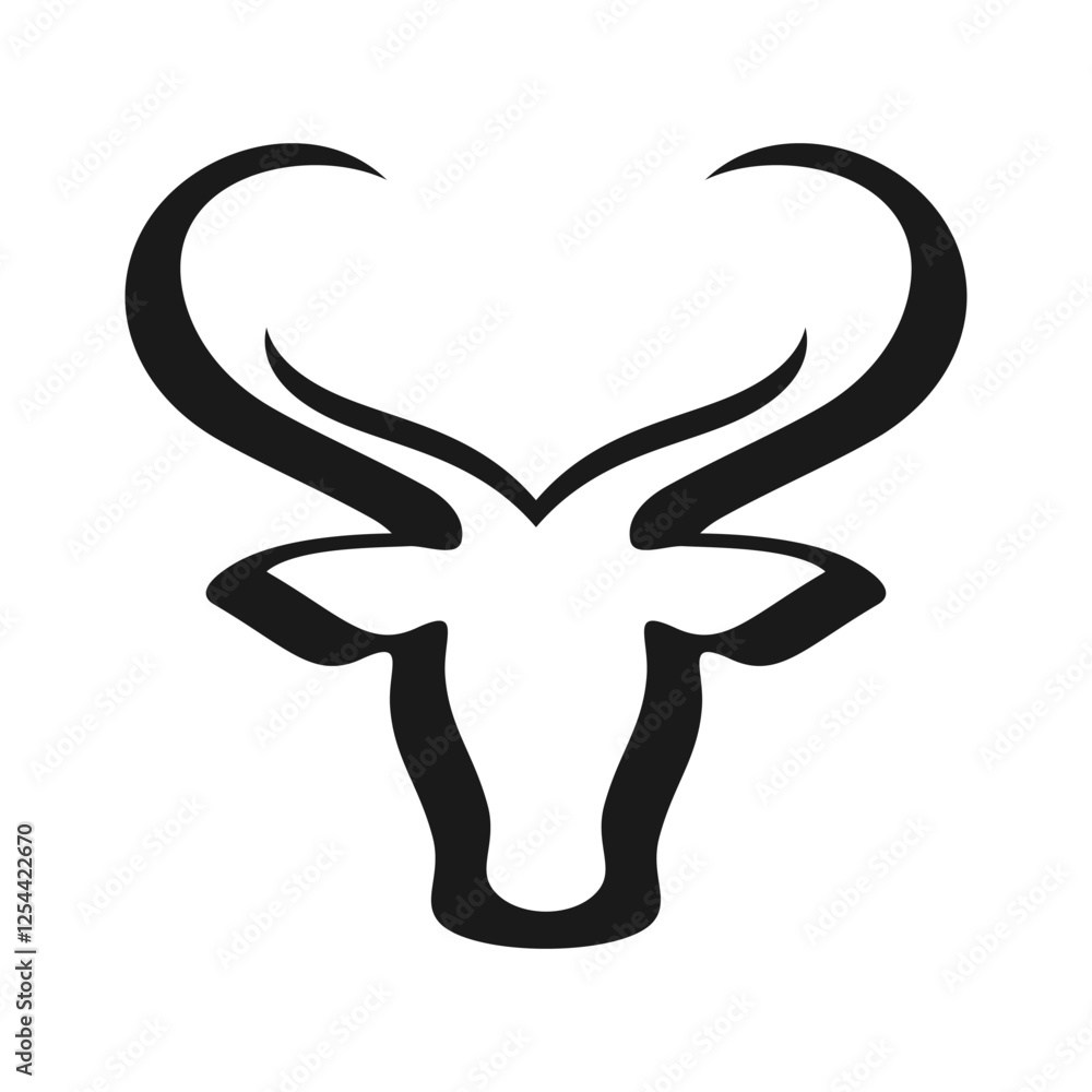 Buffalo Head Horn Logo Design, Cow Horn Logo, Horn Vector, Silhouette ...