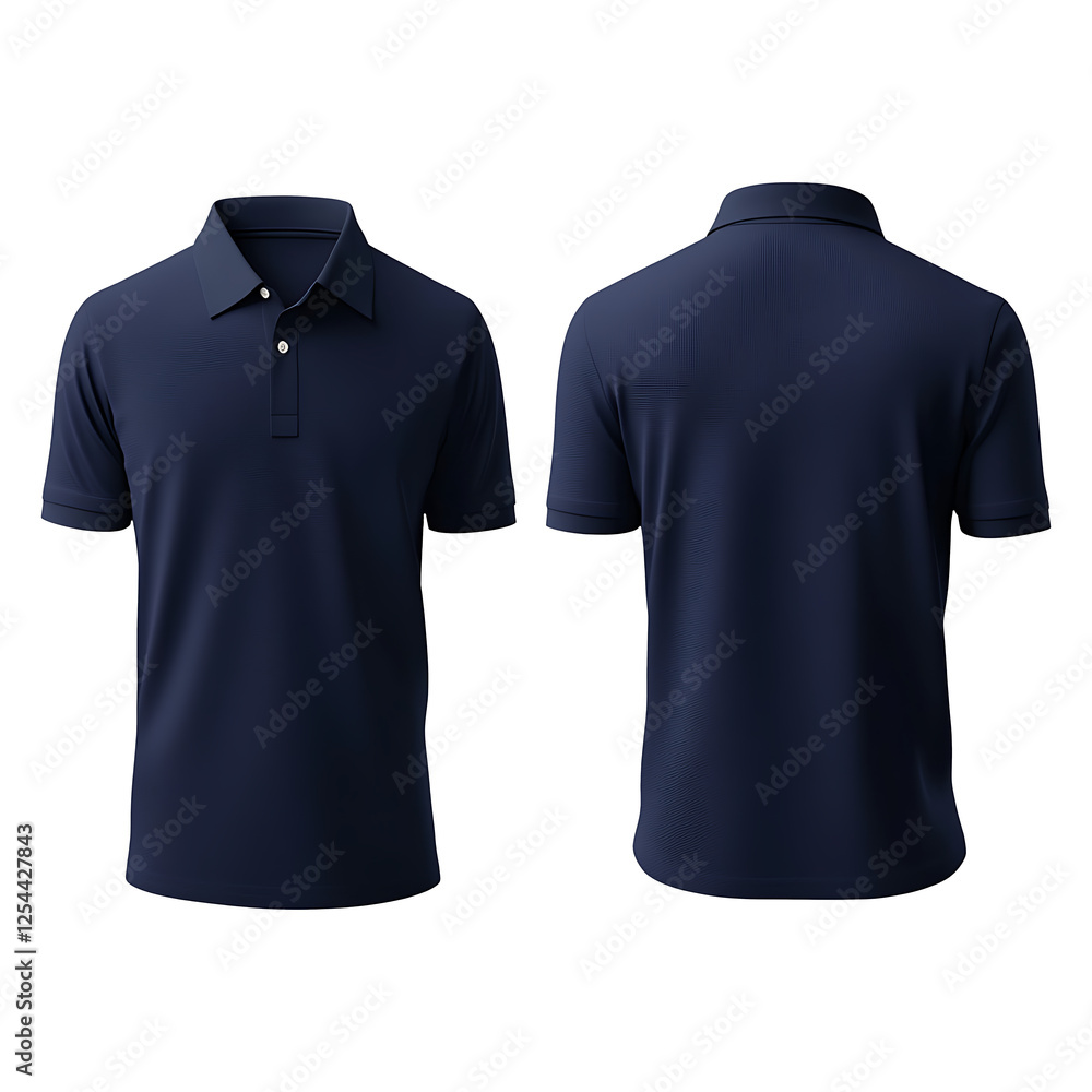 Navy Blue Blank Polo Shirt Front and Back Mockup. blank polo shirt ...