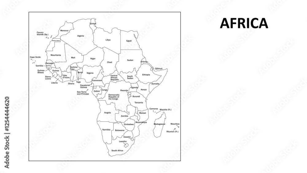 Africa Map. Countries map of Africa. Administrative map of Africa with ...