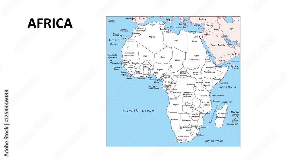 Africa Map. Countries map of Africa. Administrative map of Africa with ...