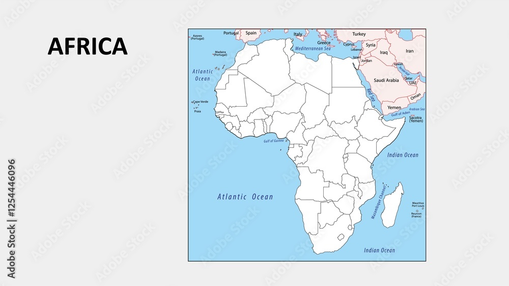 Africa Map. Political map of Africa with Countries border in outline ...