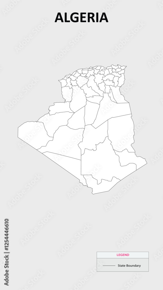 Algeria Map. State map of Algeria. Administrative map of Algeria with ...