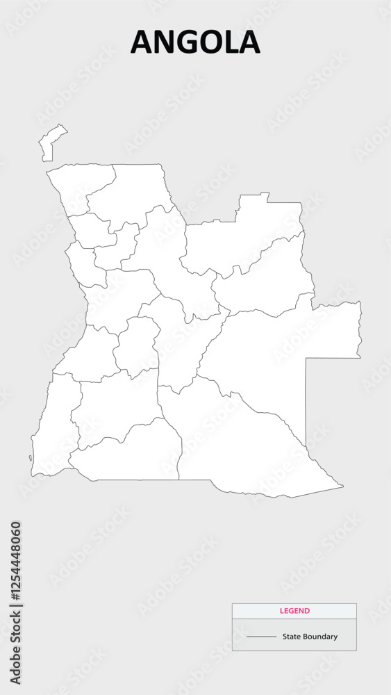 Angola Map. State map of Angola. Administrative map of Angola with ...