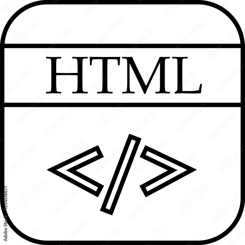 File icon. Format of document on computer outline symbol. HTML file ...