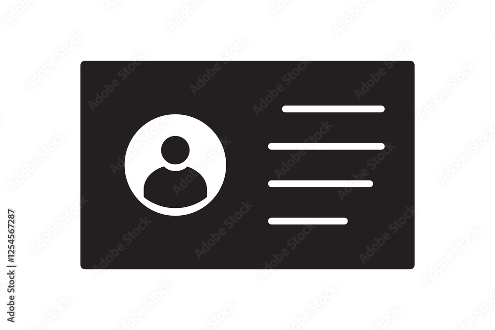 Outline ID card icon, with editable stroke. Personal ID card, driver ...