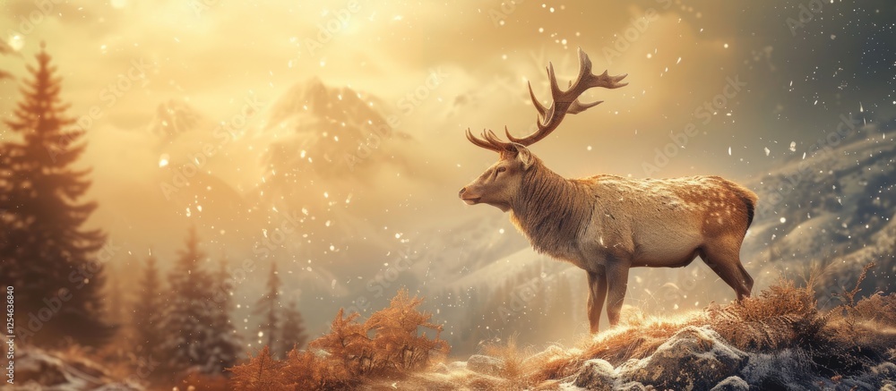 Epic deer animal fantasy in dramatic background. AI generated image ...