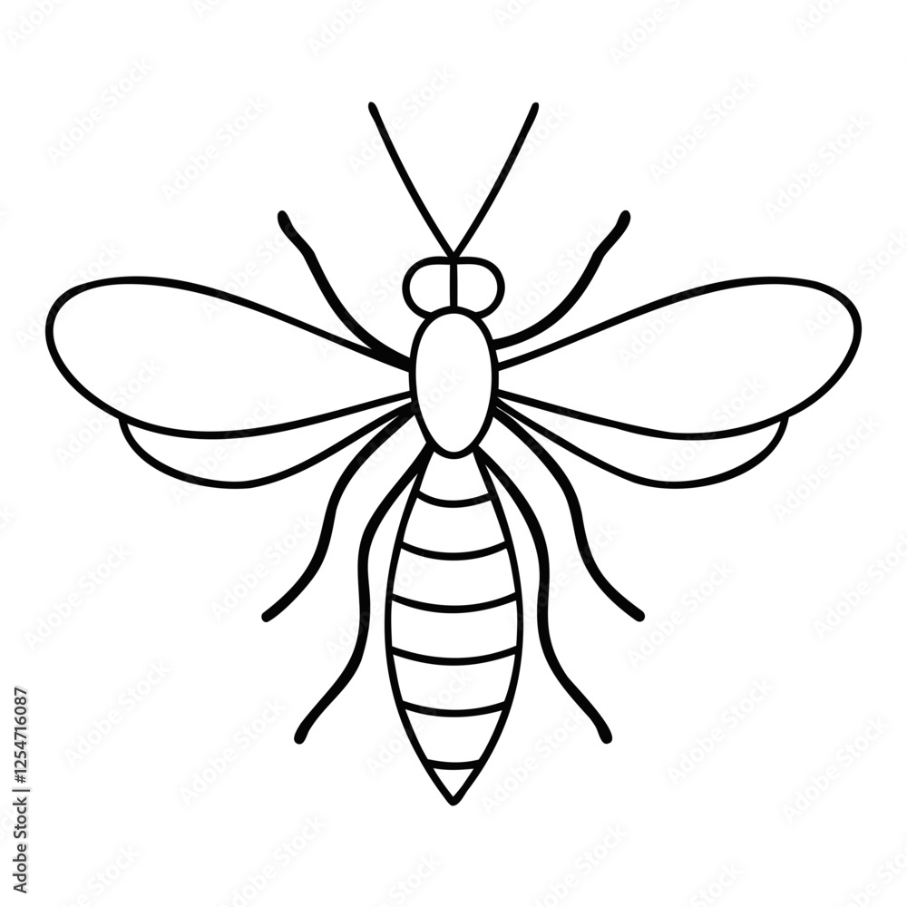 Mosquito Line art vector illustration, Line drawing, simple mosquito ...