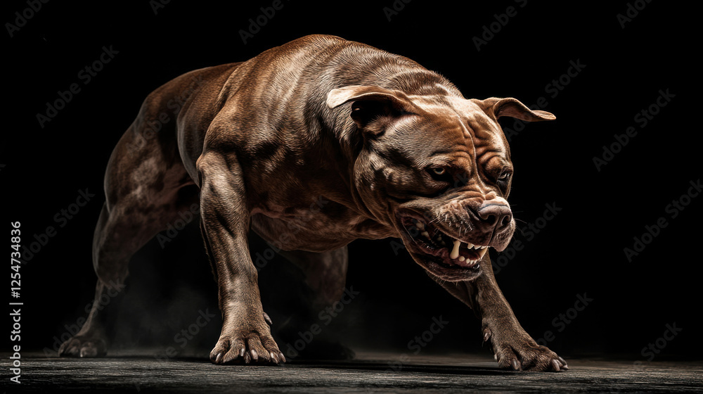 Powerful and Intense Portrait of a Muscular Dog in a Dark Setting ...