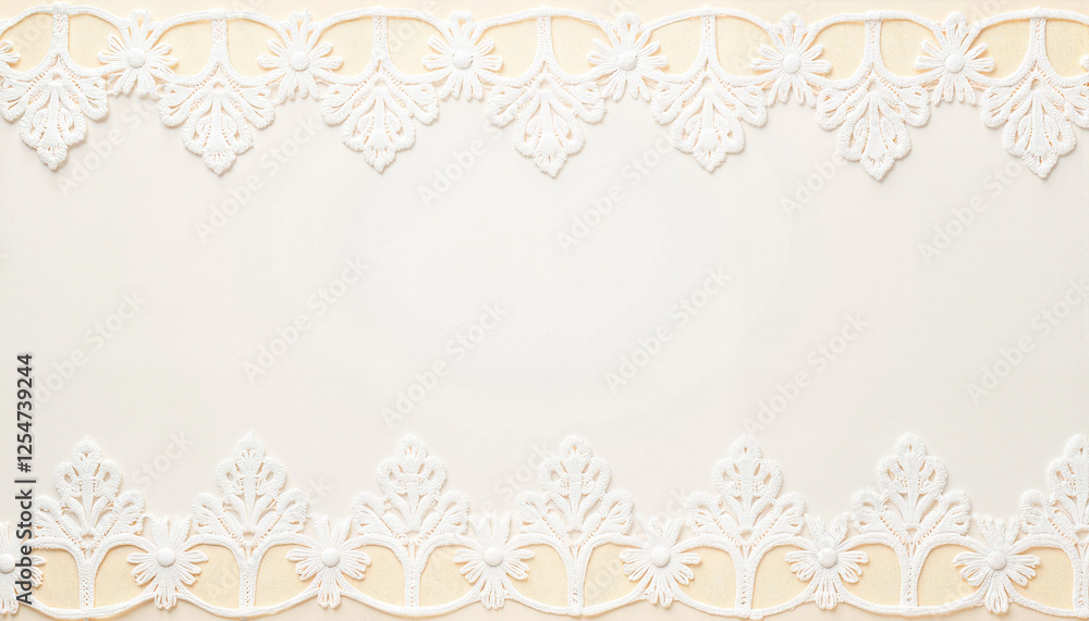 Intricate lace wedding border design on soft background, romantic ...