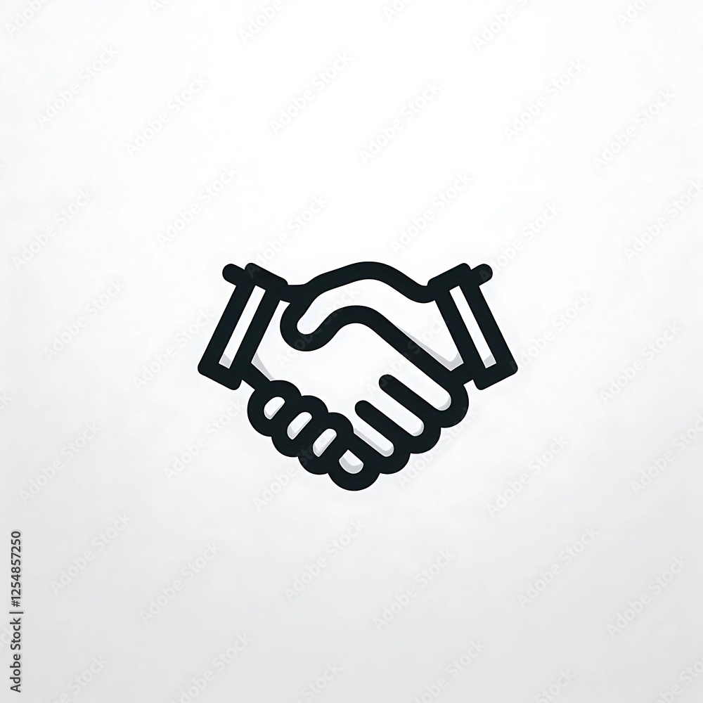 Handshake Icon Vector Illustration in Black Outline: A Minimalist ...