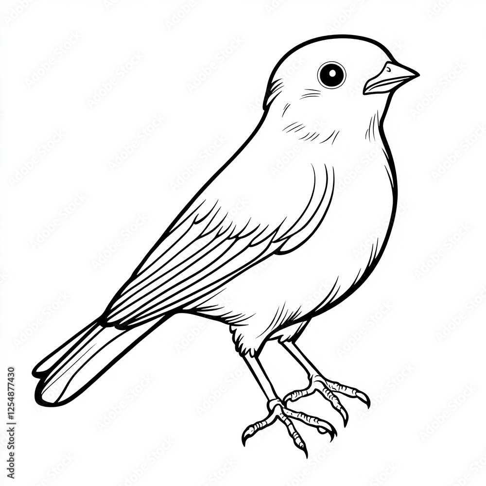 Simple Bird Outline Drawing Easy Coloring Book Page for Kids Stock ...