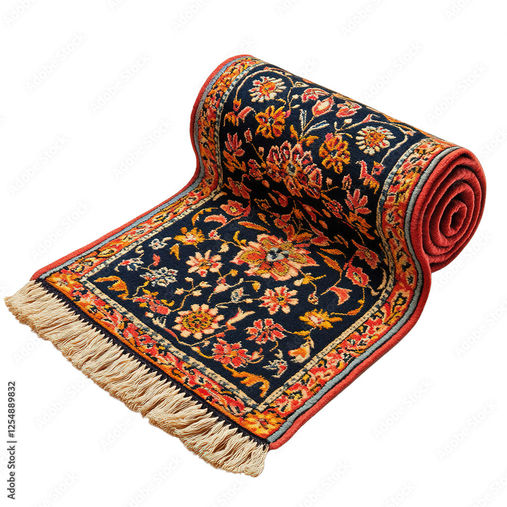 Prayer Rug with Rich Floral Patterns and Bold Color Palette on ...