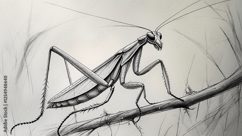 This fine, intricately detailed, and realistic, uncolored pencil sketch ...