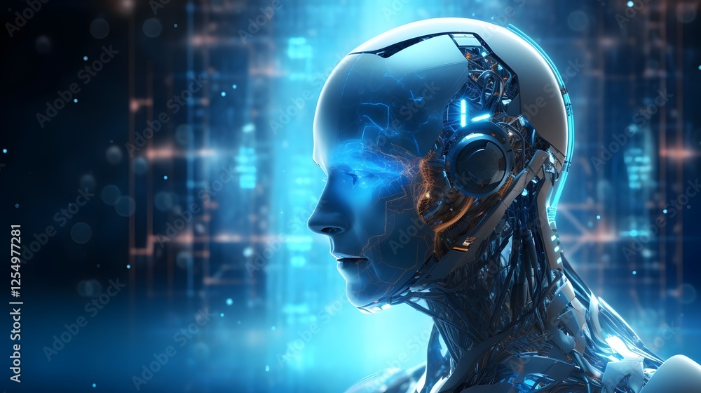 Futuristic AI powered fintech chatbot floating in a digital banking ...